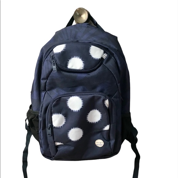 Roxy | Bags | Roxy Navy Black With White Dots Backpack | Poshmark